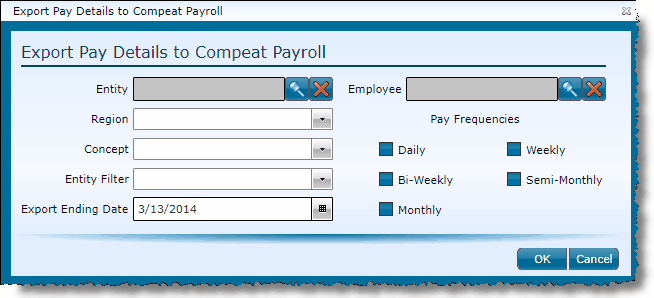Time & Attendance > Utilities > Export Pay Detail to Compeat Payroll